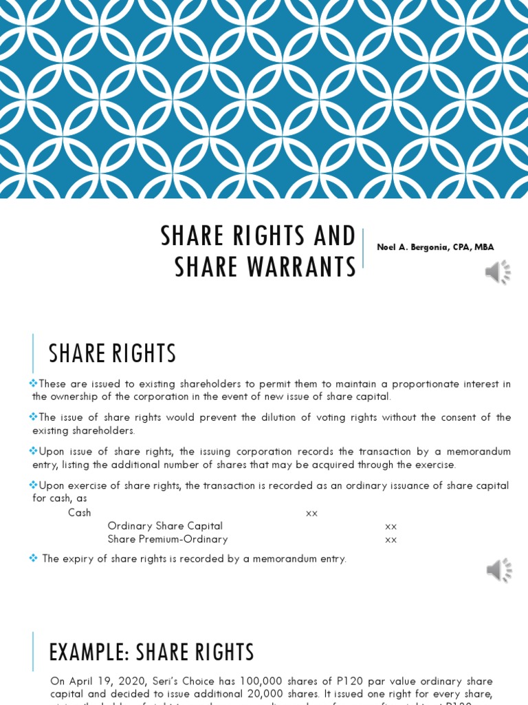 6. Shareholders Equity Part 6_Share Rights and Share Warrants | PDF ...