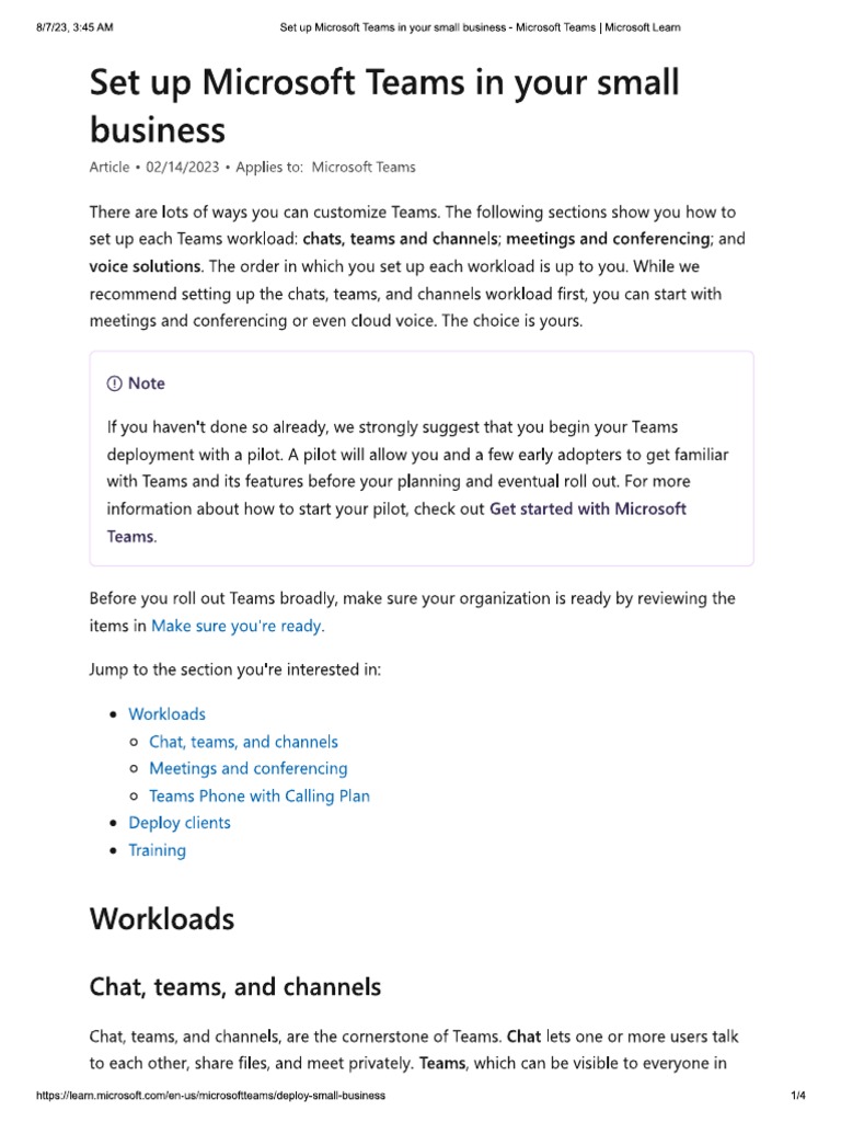 Teams Setup in Small Business | PDF
