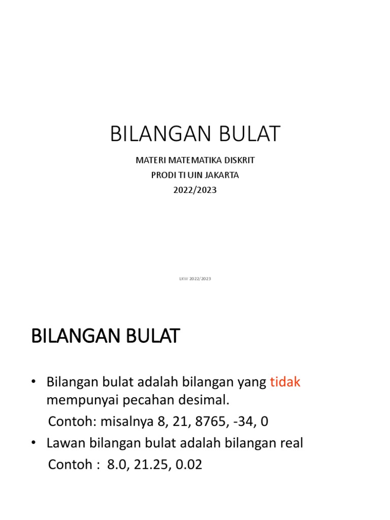 Bilangan Bulat | PDF