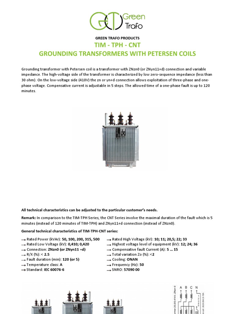 Grounding Transformer With Petersen Coil | PDF | Transformer | High Voltage