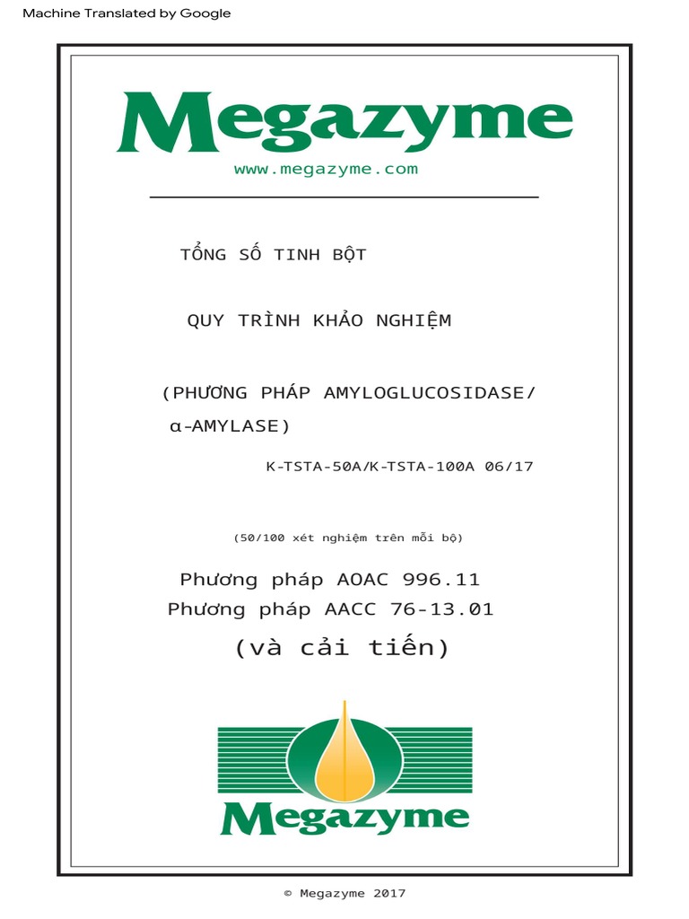 MEGAZYME Amyloglucosidase Amylase Method | PDF