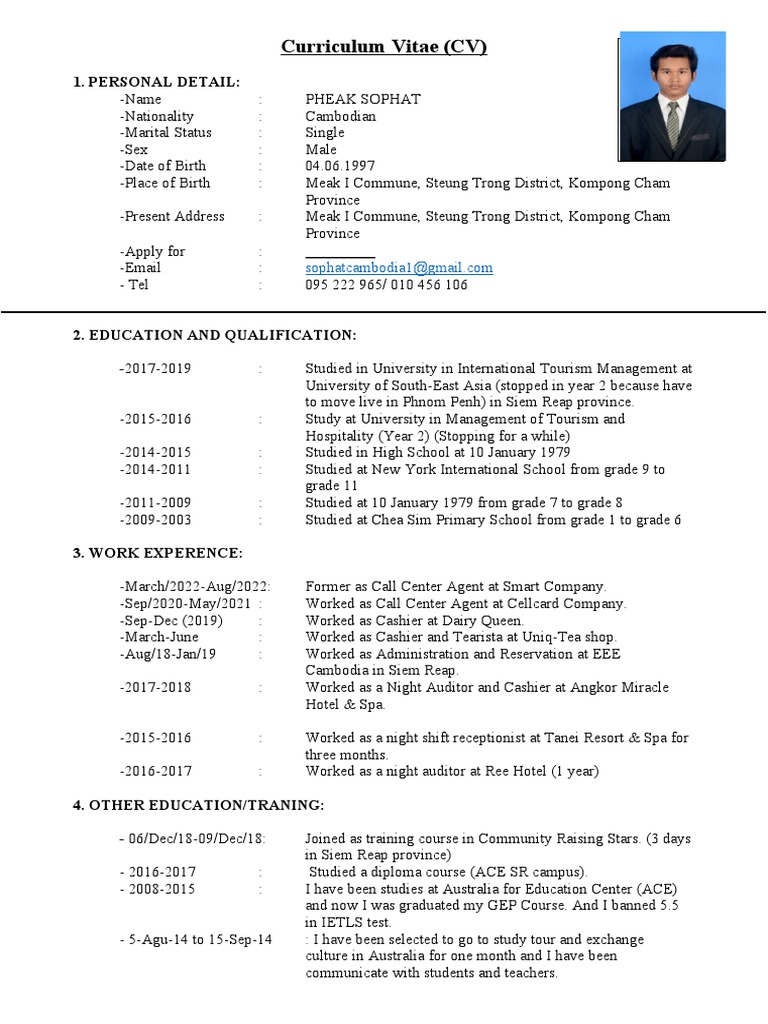 CV-Update 2022 | PDF | Cambodia
