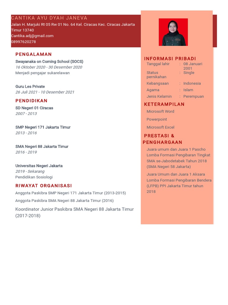 Profil Cantika Ayu Dyah Janeva | PDF