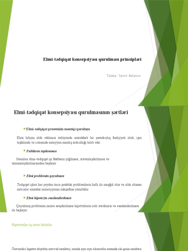 Elmi-Tədqiqat Konsepsiyası Qurulması Prinsipləri | PDF