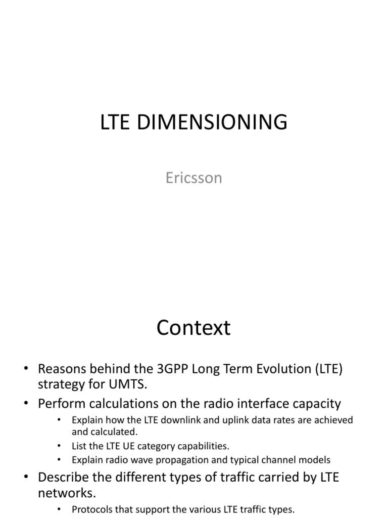Lte Dimensioning 4 PDF Free | PDF | High Speed Packet Access | Lte (Telecommunication)