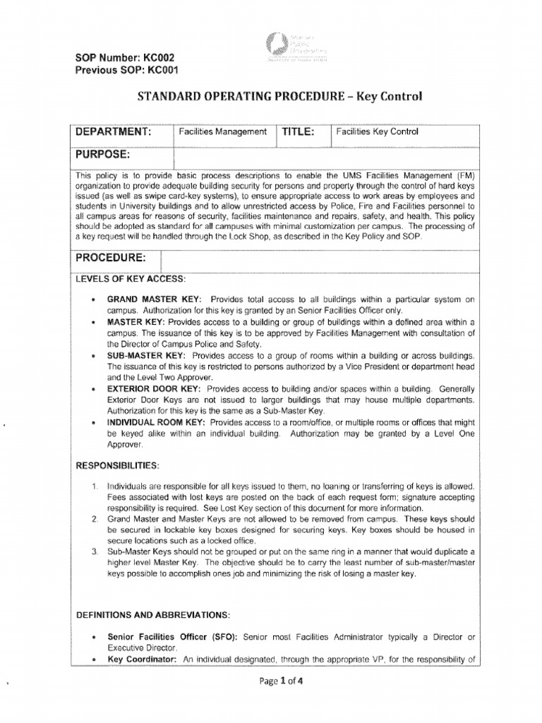 KC002 Key SOP Signed | PDF
