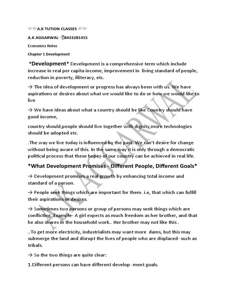 Class 10 Eco Notes Ch1 by A.K. Aggarwal | PDF