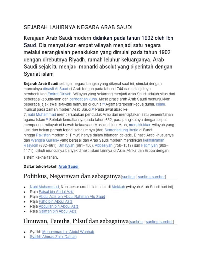 Sejarah Lahirnya Negara Arab Saudi | PDF
