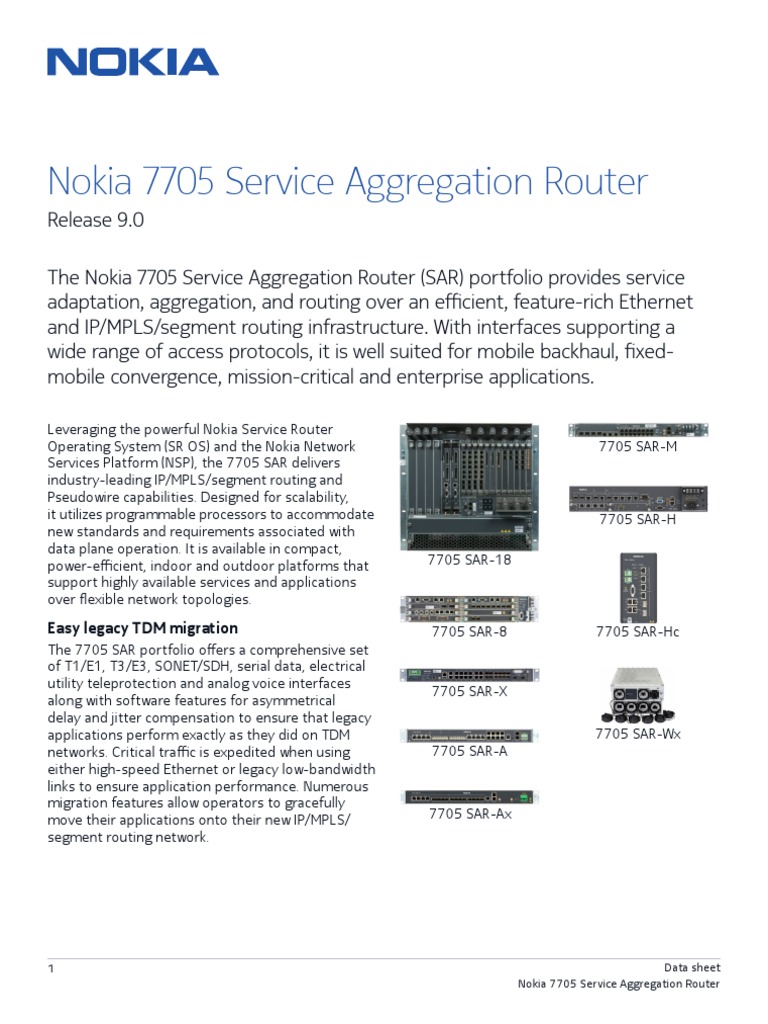 Nokia 7705 SAR Rel. 9.0 Data Sheet en | Download Free PDF | Networking ...