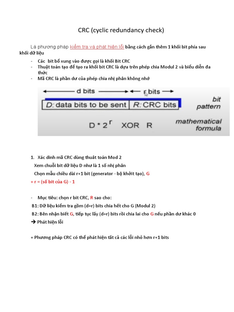 CRC (Cyclic Redundancy Check) : Là Phương Pháp | PDF