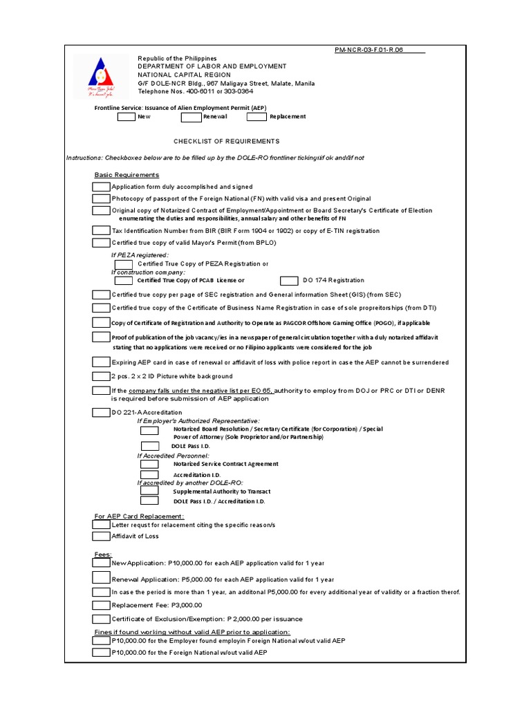 AEP Application Requirements Checklist | PDF | Finance & Money Management