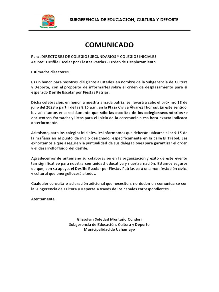 COMUNICADO | PDF
