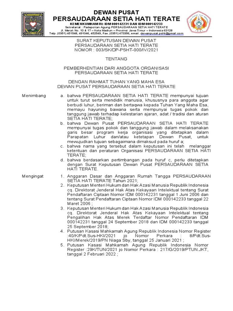 SK Pemecatan Toufik | PDF