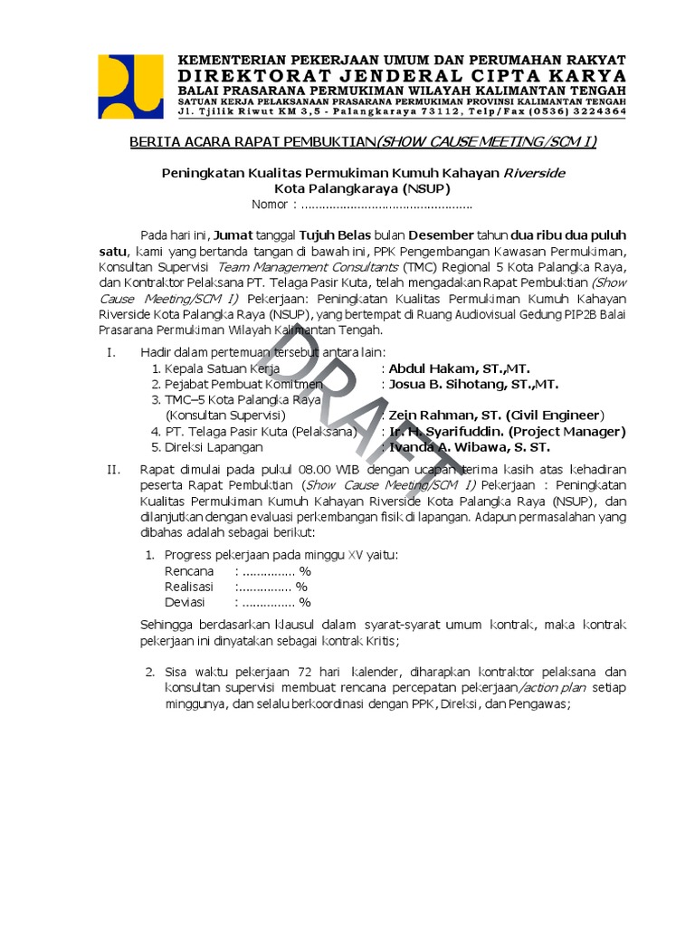 Berita Acara Scm-I (Draft) | PDF