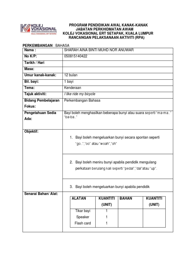 RPA Bahasa Bayi | PDF