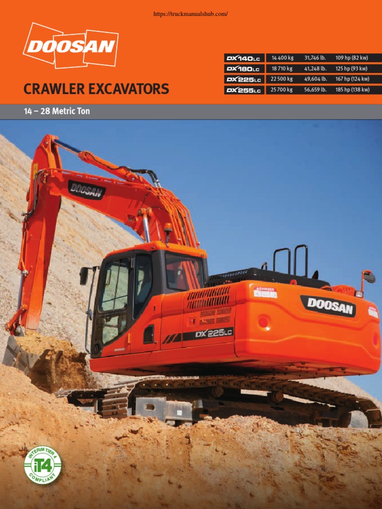 Doosan DX140 Excavator Specifications | PDF | Exhaust Gas | Diesel Engine