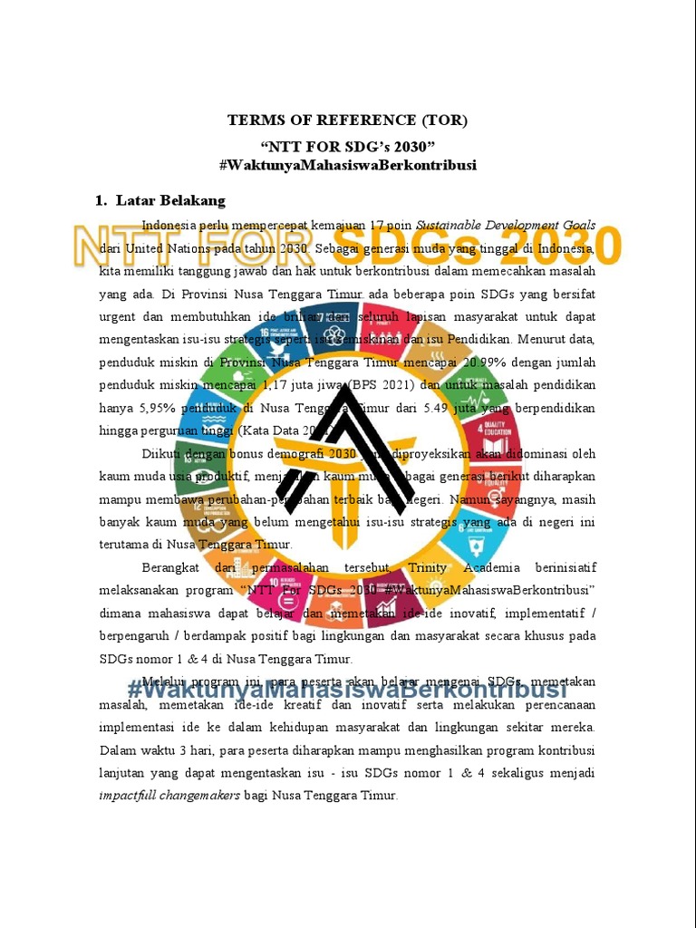 TOR NTT FOR SDGs 2030 | PDF