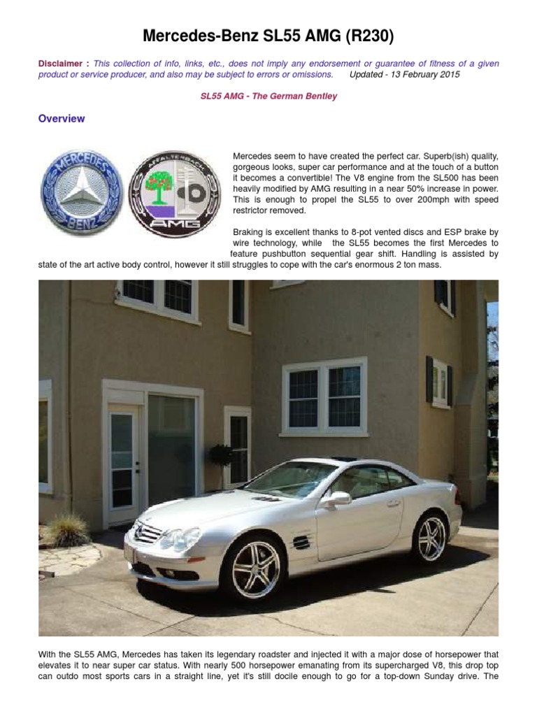 Mercedes-Benz SL55 AMG Overview | PDF | Fuel Injection | Throttle