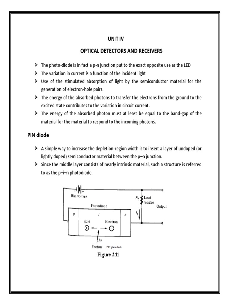 Unit Iv Optical Detectors and Receivers | PDF | Optical Fiber | P–N ...