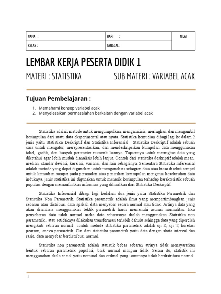LKPD 1 Variabel Acak | PDF