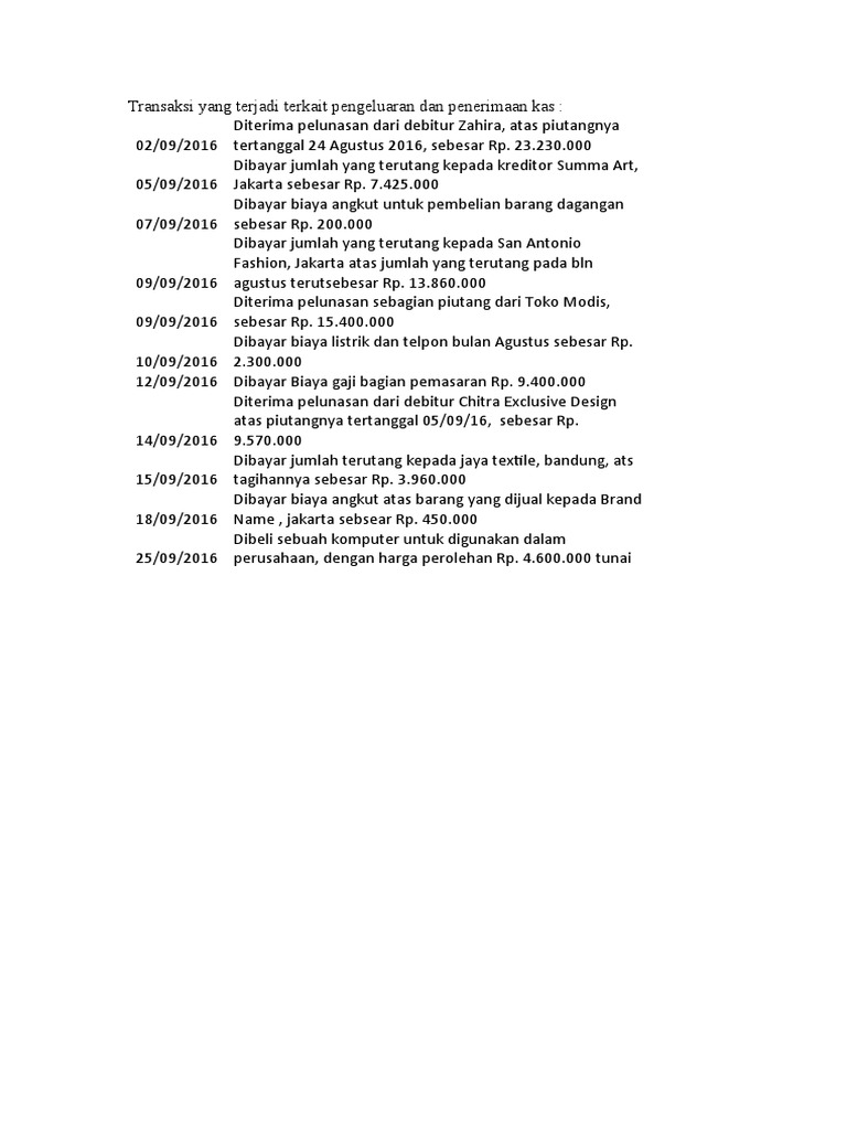 Contoh Format Pembukuan Sederhana | PDF