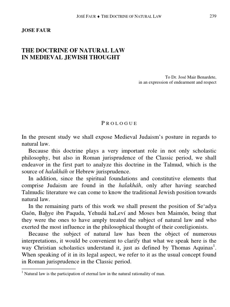 Natural Law, by José Faur | PDF | Natural Law | Maimonides