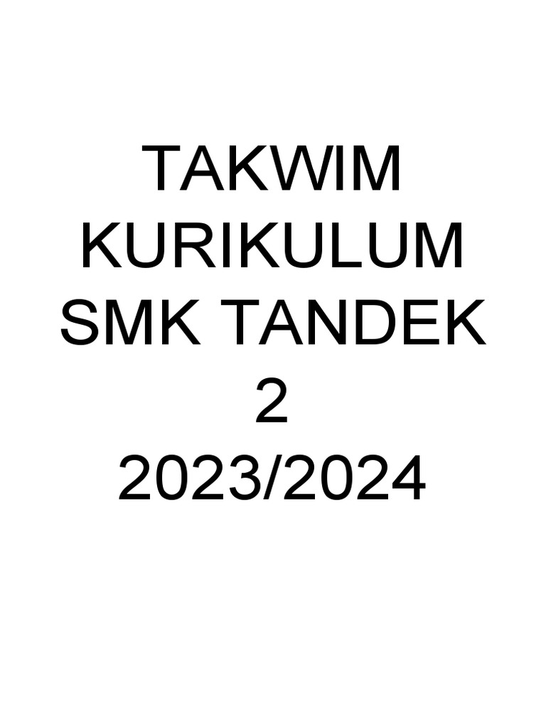 Takwim SMK Tandek 2 2023/2024 | PDF