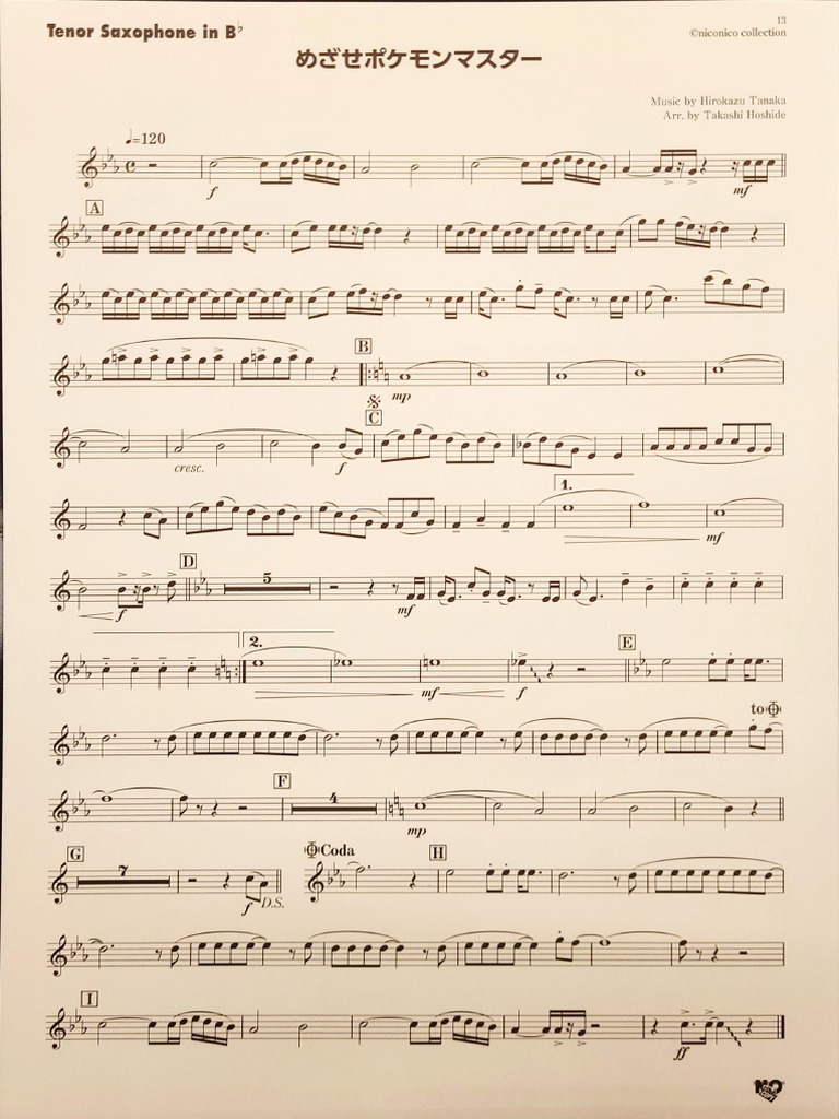 Pokemon Tenor Saxophone | PDF