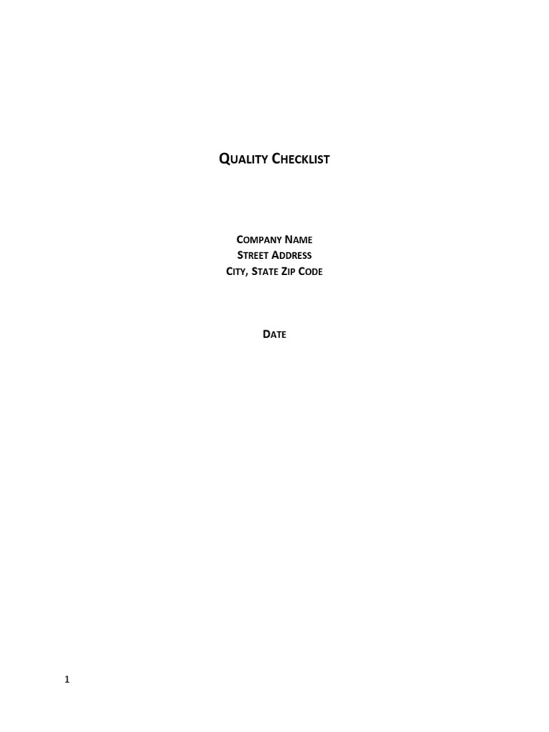 Quality Checklist Template | PDF