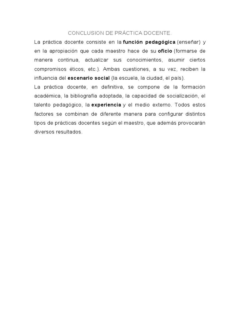 Conclusión Práctica Docente | PDF
