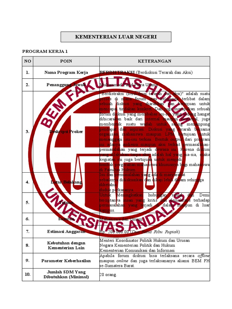 Timeline Program Kerja Kementerian | PDF