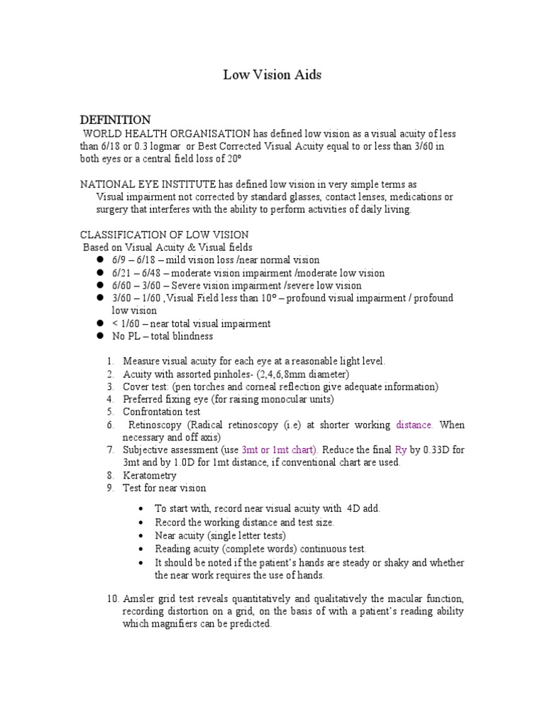 Low Vision Pdf Visual Impairment Visual Acuity