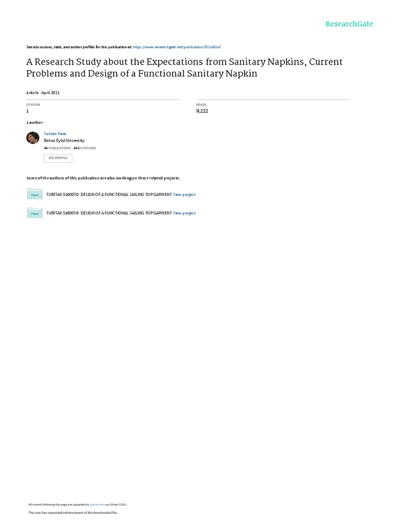 A Research Study About The Expectations From Sanitary Napkins, Current ...