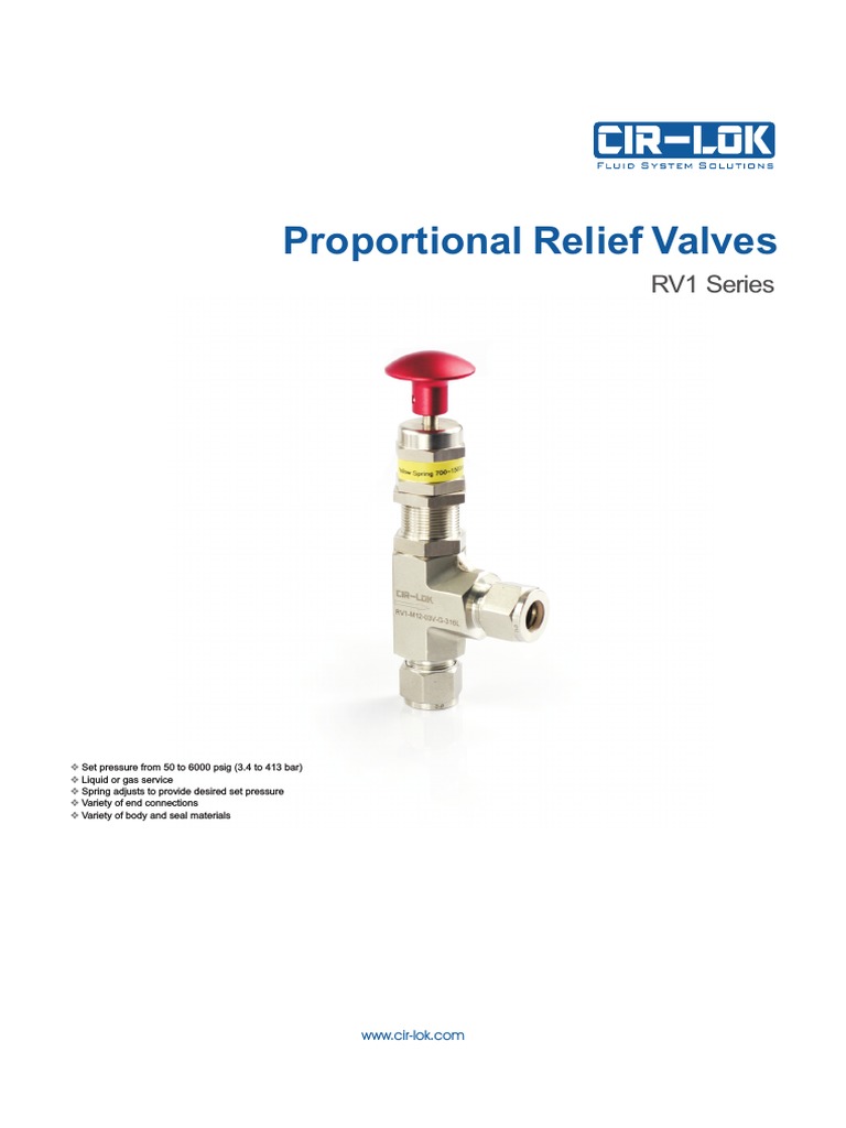 RV1 Series Proportional Relief Valves | PDF | Valve | Manufactured Goods