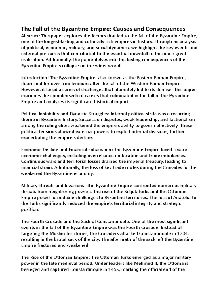 The Fall of The Byzantine Empire | PDF | Byzantine Empire | Ottoman Empire
