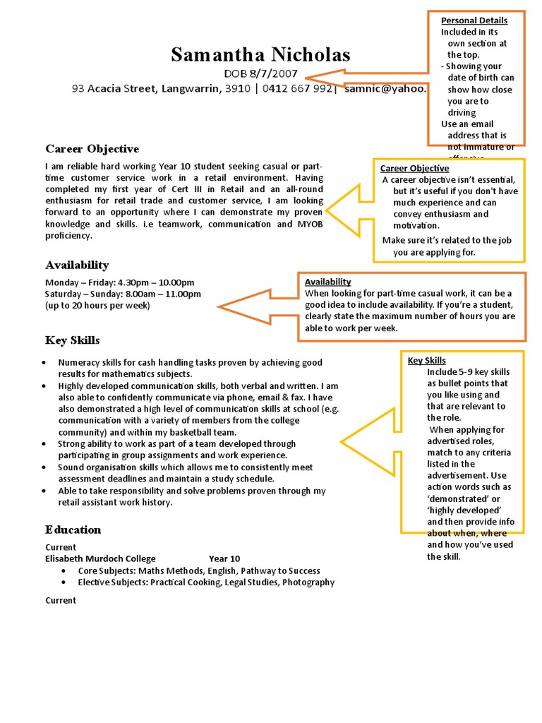Sample Resume and Check List | Download Free PDF | Vocational Education ...