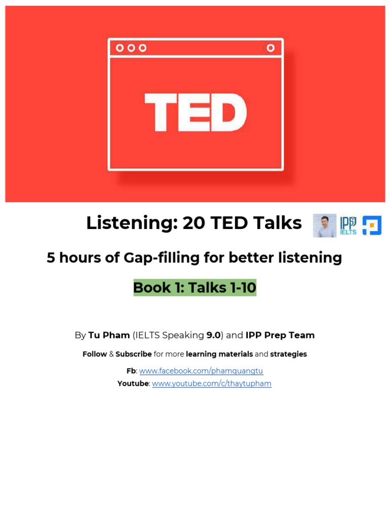 Listening Gap-Filling 20 Ted Talks Book 1 | PDF