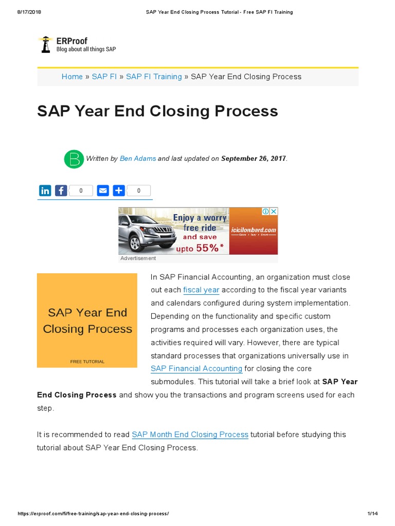 SAP Year End Closing Process Tutorial - Free SAP FI Training | PDF | Valuation (Finance ...