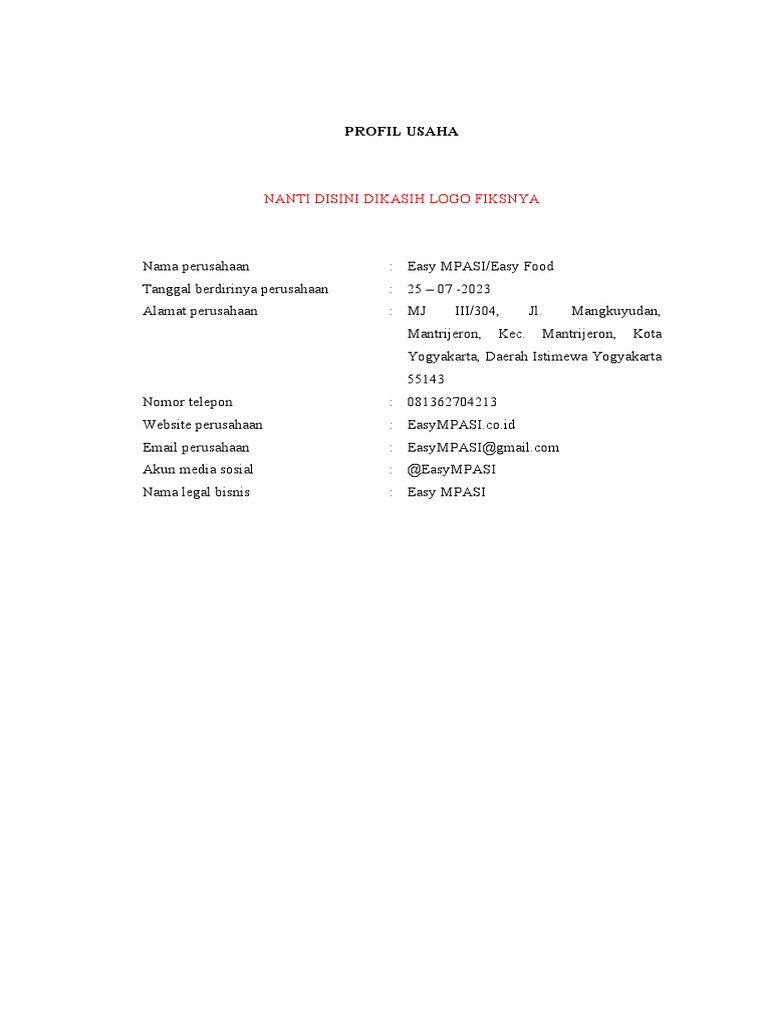 Profil Usaha | PDF