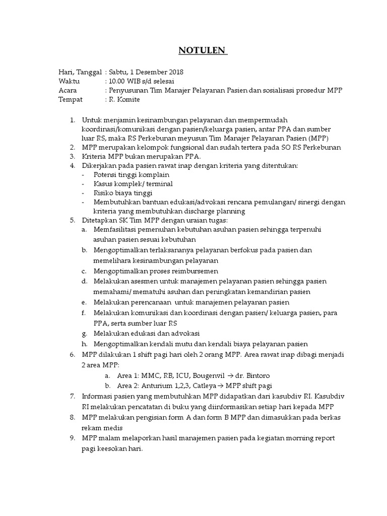 Notulen Rapat MPP | PDF