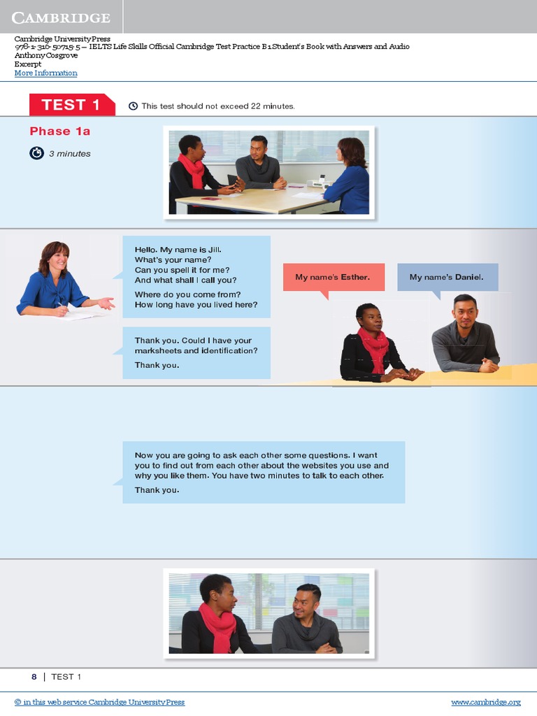 IELTS Life Skills Official Cambridge Test Practice B1 Student's | PDF ...