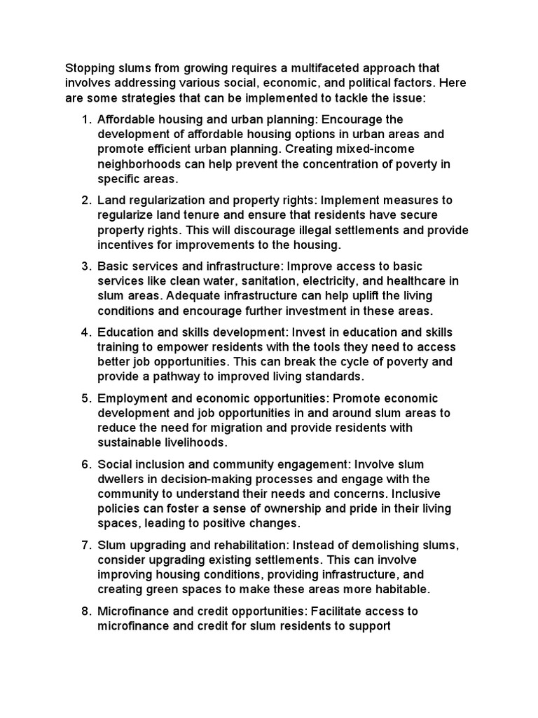 Housing And Slums Pdf Slum Infrastructure