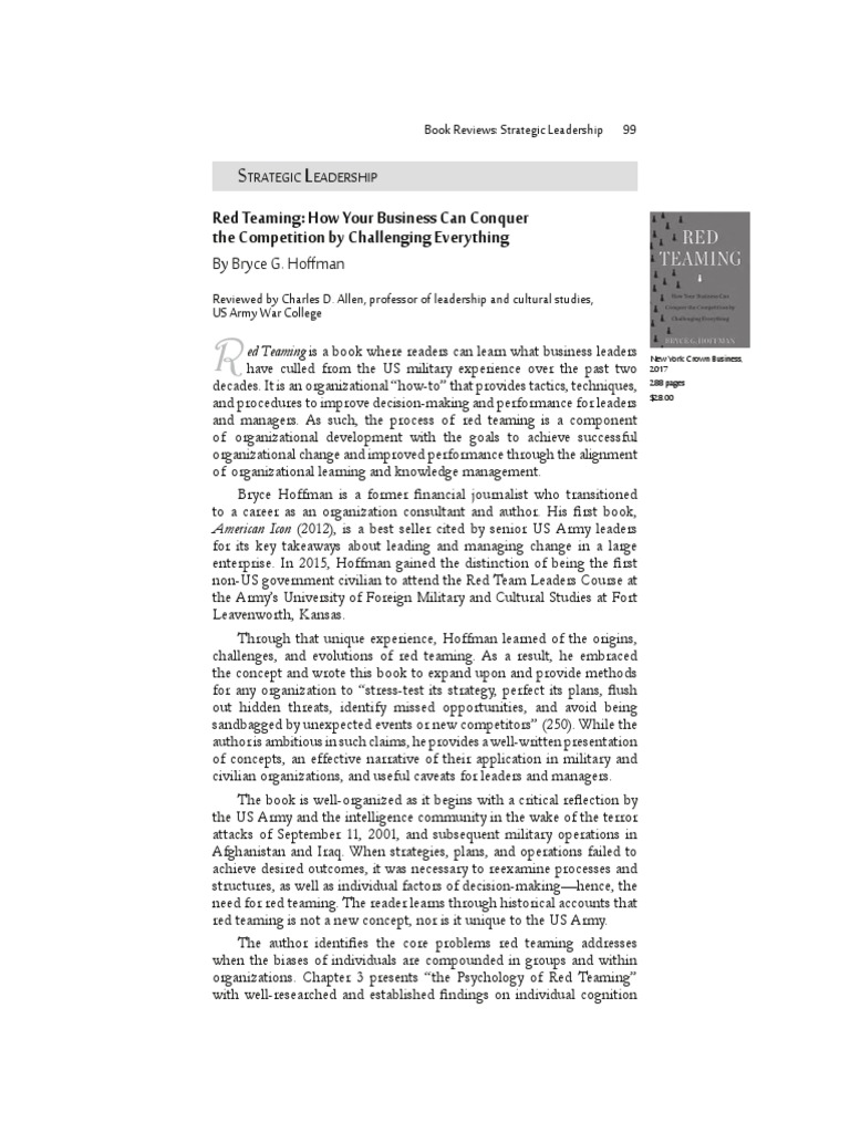 Red Teaming by Bryce Hoffman (Allen Review) | PDF