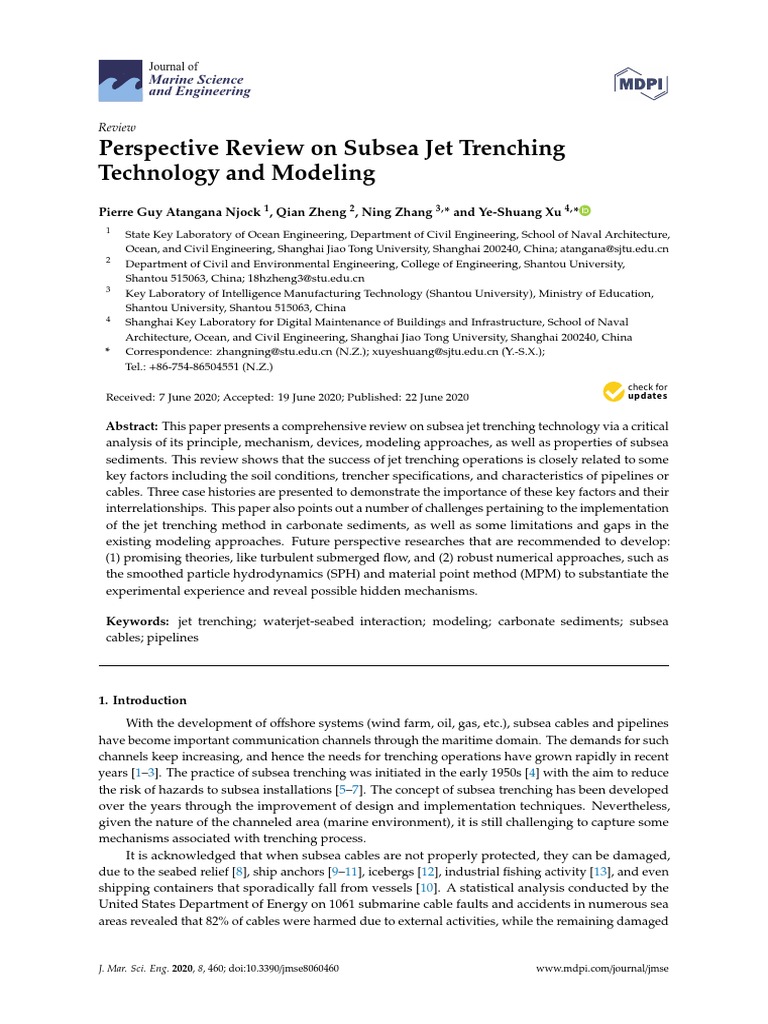 Perspective Review On Subsea Jet Trenching Technology And Modeling