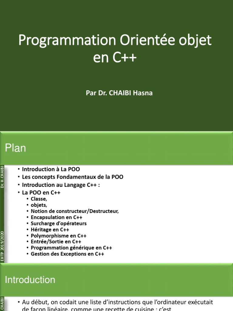 C++ : Concepts de Programmation Orientée Objet | PDF | Classe ...