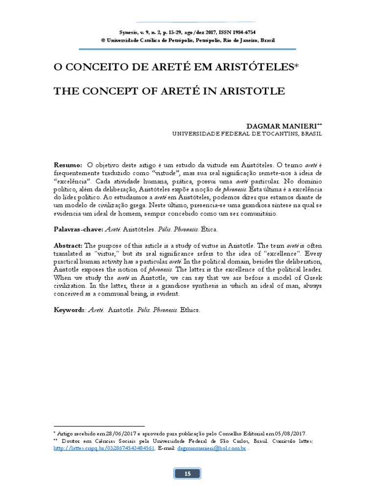 Areté em Aristóteles: Virtude e Excelência | PDF | Aristóteles | Science