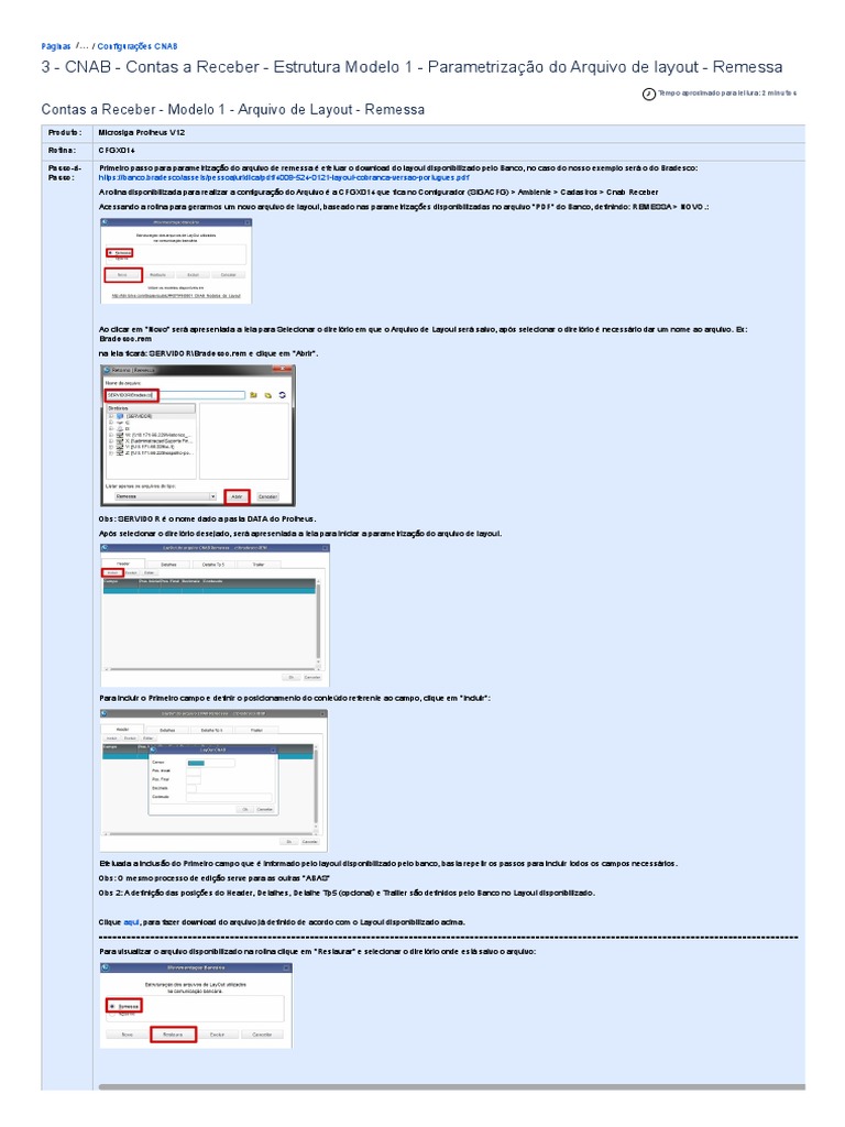 CNAB - Contas A Receber - Estrutura Modelo 1 - Parametrização Do ...