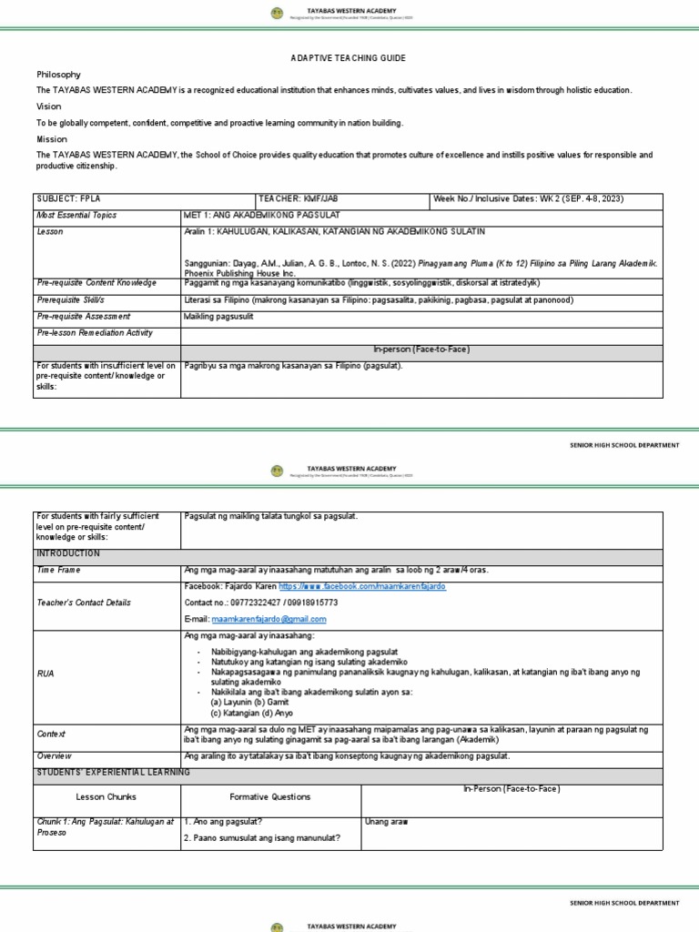Filipino Sa Piling Larang Akademik | PDF