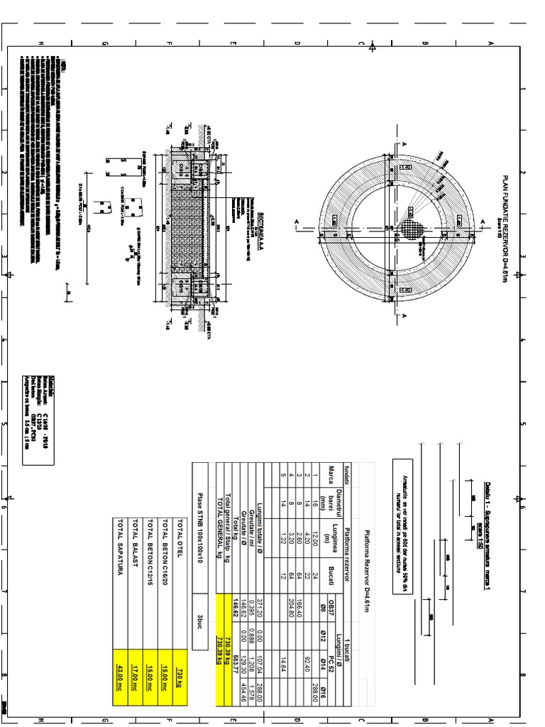 Plan armare platforma rezervor 4.61 m (1) | PDF