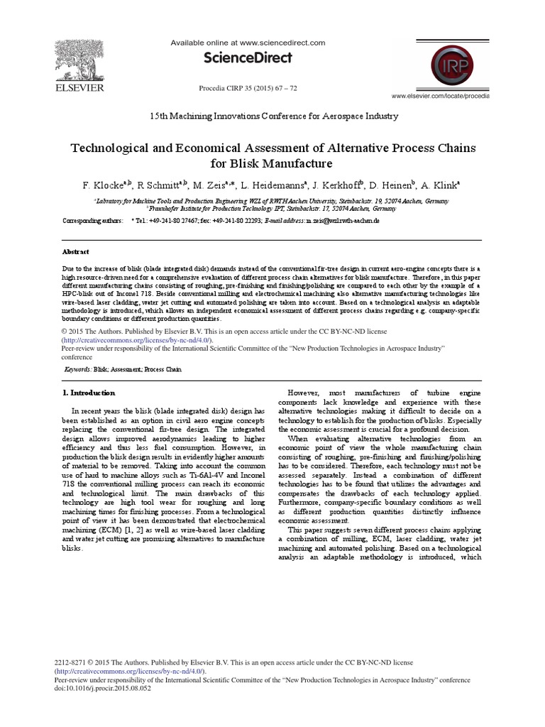 2015 Technological and Economical Assessment of Alternative Process ...
